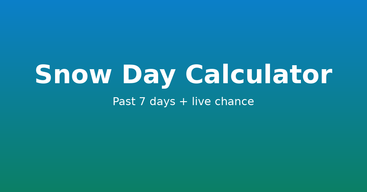 Snow Day Calculator — Snow Day Probability